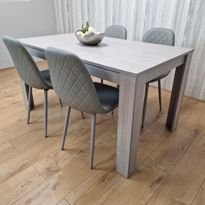 Grey Dinning Set With 4 Grey Padded Chairs Kitching Dining Set Dining ...