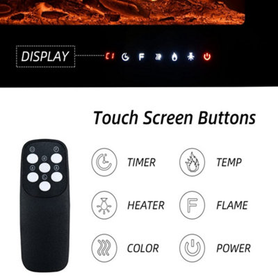 Grey Electric Fire Wall Mounted Wall Inset or Freestanding Fireplace 12 ...