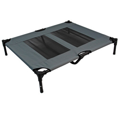 Grey Elevated Mesh Pet Bed With Canopy Large