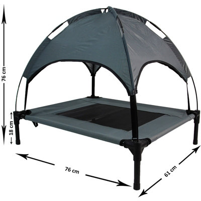 Grey Elevated Mesh Pet Bed With Canopy Medium