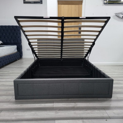 Grey Fabric Ottoman Storage Bed with Underneath Space, Wooden Sprung ...
