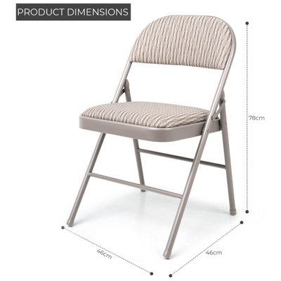 Grey Fabric Padded Brand New Deluxe Strong Steel Metal Frame Folding Chair