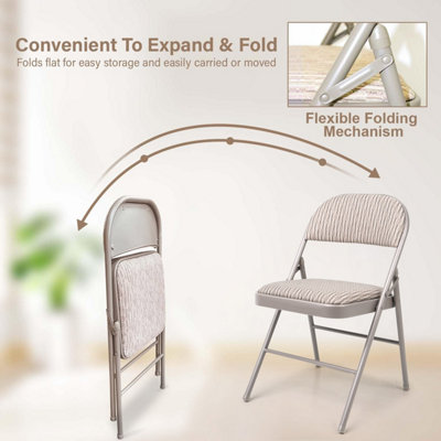 Grey Fabric Padded Brand New Deluxe Strong Steel Metal Frame Folding Chair