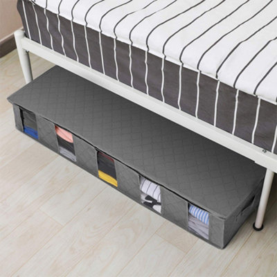 Grey Fabric Wardrobe Storage Bag Under Bed Clothes Sorter Organizer ...