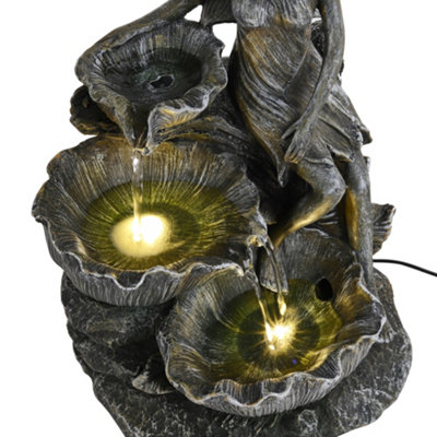 Grey Fairy LED Lighted Resin Garden Water Fountain Water Feature with ...
