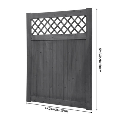 Grey Flat Top Rhombus Pattern Wooden Garden Fence Gate 120cm W x 150cm H
