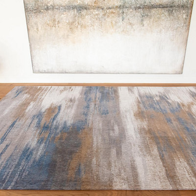 Grey Flatweave Modern Anti-slip Abstract for Living Room and Bedroom ...