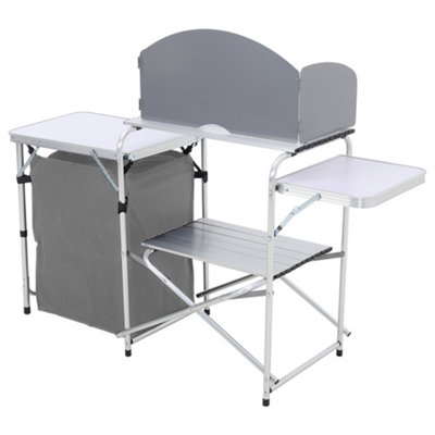 Grey Folding Portable Outdoor Camping Kitchen Table Cabinet with ...