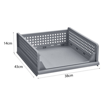 Grey Folding Stackable Plastic Wardrobe Storage Box Clothes Drawer ...