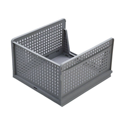 Grey Folding Stackable Plastic Wardrobe Storage Box Clothes Drawer ...