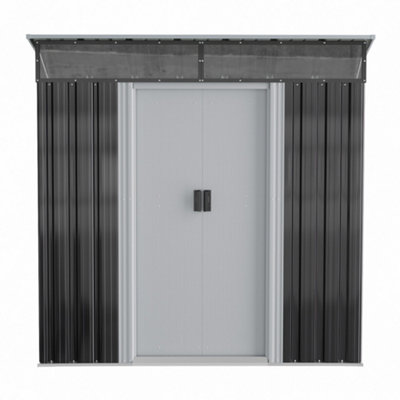 Grey Garden Metal Tool Shed Outdoor Garden Storage Shed with Lockable ...