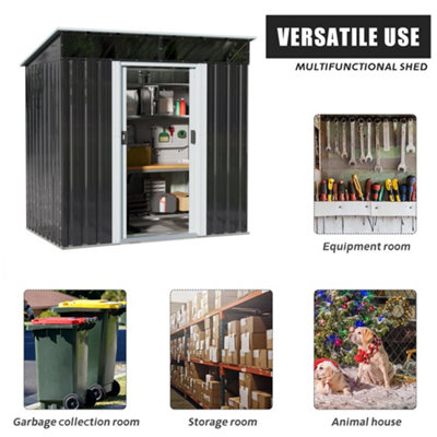 Grey Garden Metal Tool Shed Outdoor Garden Storage Shed with Lockable ...