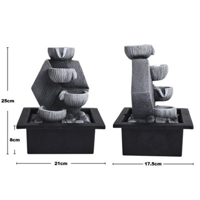 Grey Garden Resin Fountain Water Feature LED Light with Circulation Pump