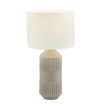 Grey Geo Textured Tall Ceramic Table Lamp
