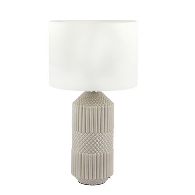 Grey Geo Textured Tall Ceramic Table Lamp
