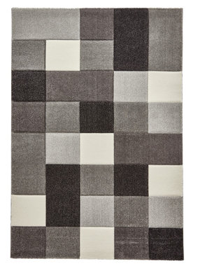Grey Geometric Modern Handmade Rug for Living Room Bedroom and Dining ...
