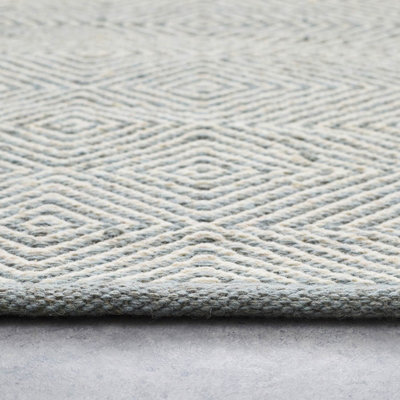 Grey Geometric Wool Handmade , Modern Rug Easy to clean Living Room and ...