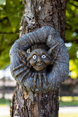 Grey Goblin Head Tree Peeker Ornament
