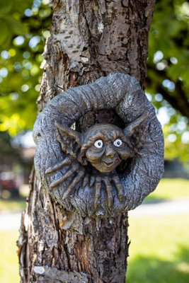 Grey Goblin Head Tree Peeker Ornament