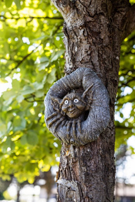 Grey Goblin Head Tree Peeker Ornament