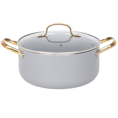 GREY GOLD INDUCTION 10 PC COOKWARE SET NON STICK FRYING PAN SAUCEPAN ...