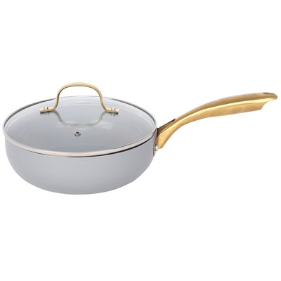 Grey Gold Induction 10 Pc Cookware Set Non Stick Frying Pan Saucepan ...