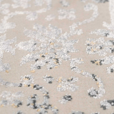 Grey Gold Metallic Traditional Medallion Distressed Living Area Rug ...