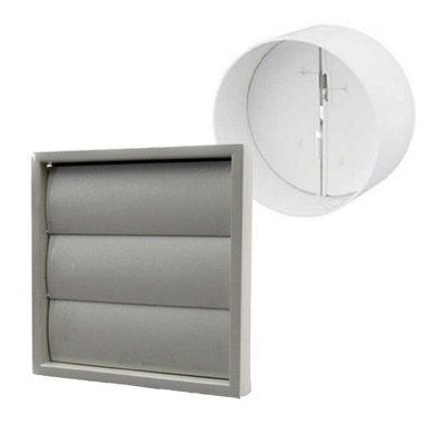 Grey Gravity Square Extractor Air Vent & Back Draught Shutter 4 Inch ...
