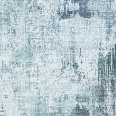Grey Green Abstract Modern Rug Easy to clean Living Room and Bedroom ...