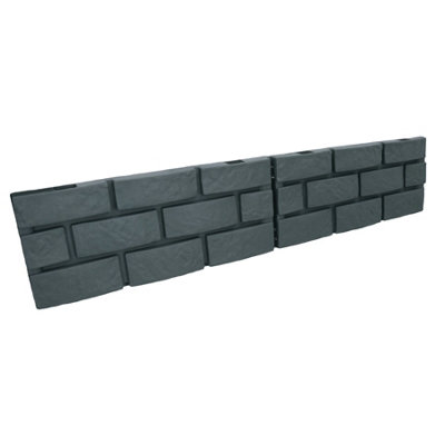 Grey Green Brick Effect Garden Lawn Edging Border Bordering ABS Plastic ...