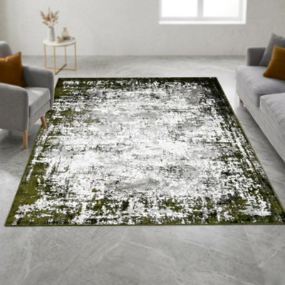 Grey Green Distressed Pattern Rug Soft Carpet For Living Room Bedroom ...