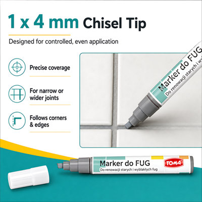 Grey Grout Marker Pen for Tile Joints - Fast-Drying Water-Resistant Ink ...