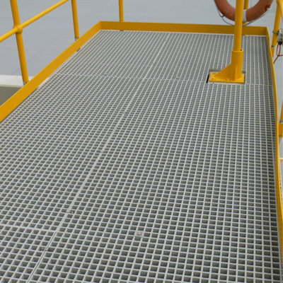 Grey GRP Open Mesh Grating Panels AntiSlip and CorrosionResistant for ...