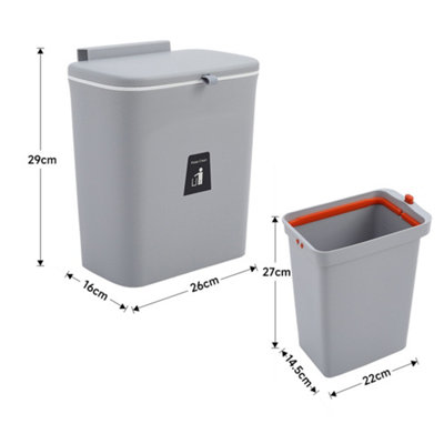 Grey Hanging Home Kitchen Rubbish Dustbin Recycling Bin Rubbish Trash ...