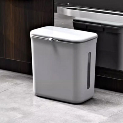 Grey Hanging Trash Bin Dry Wet Separation Trash Bin with Lid Kitchen ...