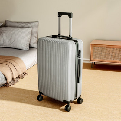 Grey Hardshell Spinner Wheel Luggage Travel Suitcase 28"