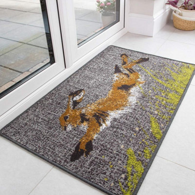 Grey Hare Non Slip Washable Kitchen Utility Door Mat 66x110cm | DIY at B&Q