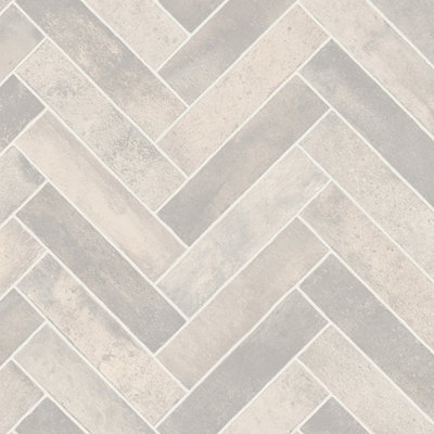 Grey Herringbone Effect Anti-Slip Vinyl Flooring For Kitchen, Bathroom ...