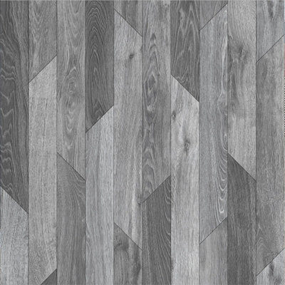 Grey Herringbone Wood Effect Vinyl Flooring For LivingRoom, Kitchen, 2 ...