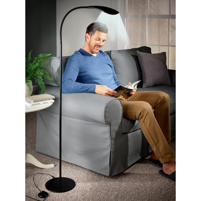 Grey High Vision Floor Standing LED Lamp - Mains Powered Light with ...