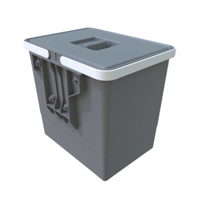 Grey Integrated Kitchen Bin 15L Door Mount Single Container Waste ...