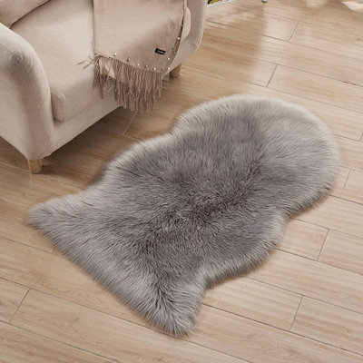 Grey Irregular Soft Shaggy Rug Kids Rooms Decor Floor Rugs 60 x 90 cm ...