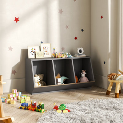 Grey Kids Toy Storage Boxes Open Style Child Toy Organizer Cabinet ...