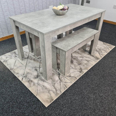 Grey kitchen Dining Table and 2 Benches set of 4 space saver dining room