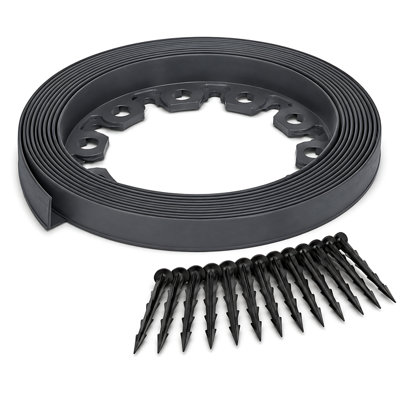 Grey Lawn Edging Border 10m 33ft x 38mm - Flexible Plastic Garden Edge ...