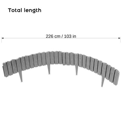 Grey Lawn Edging Border - 2.26 m / 7.4 ft Long Garden Palisade with ...