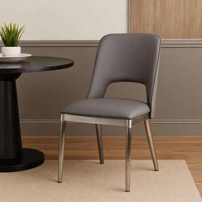 Grey Leather Effect Dining Chair, Versatile Upholstered Dining Table ...
