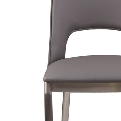 Grey Leather Effect Dining Chair, Versatile Upholstered Dining Table ...