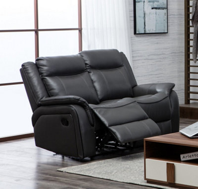 Grey Leather Gel Reclining 2 Seater Sofa NEWBURY