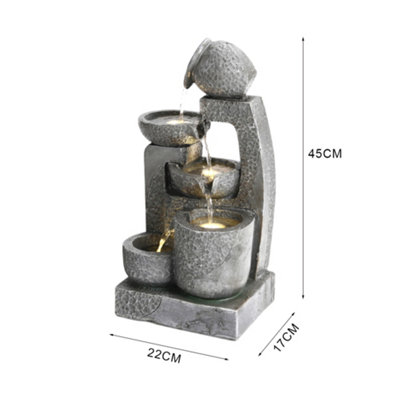 Grey LED Lighting Garden Tiered Solar Landscaping Fountain Cascading ...
